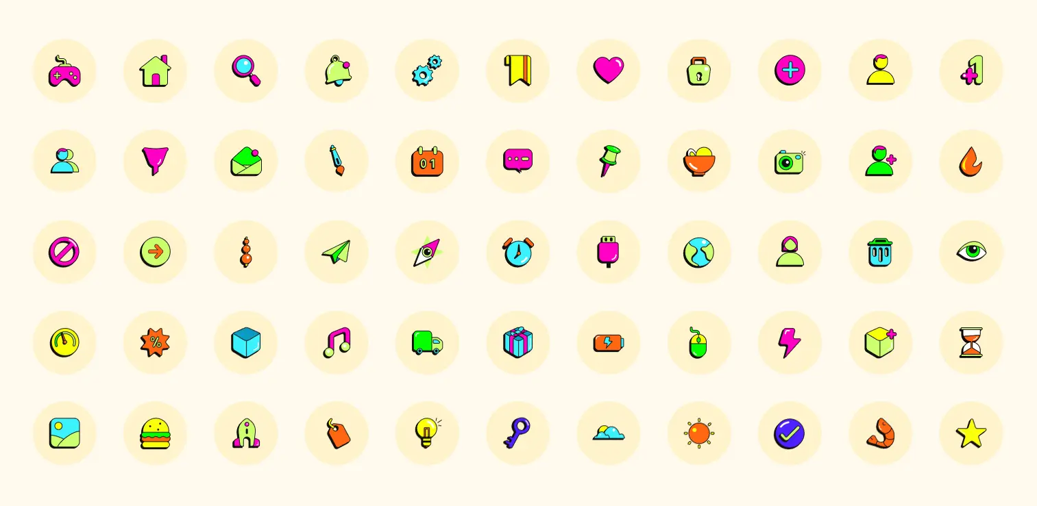 Download Free 40 Colorful Vector Icons Pack Figma - Free Vector Icons