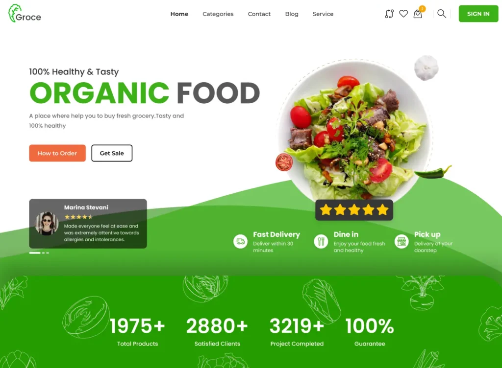 Download Free Organic Food Landing Page Template - Free Figma