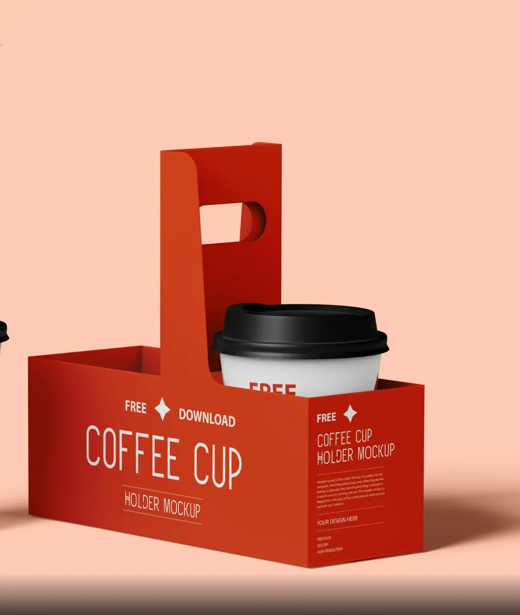 Download Free Realistic Coffee Cup & Cup Holder PSD Mockup - Free PSD ...