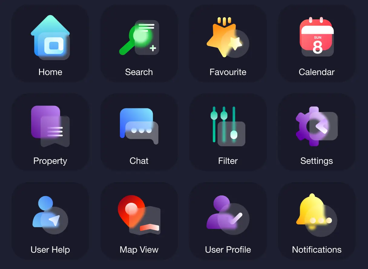 Download Free 12 Gradient Glassmorphism Application Icons Figma - Free ...
