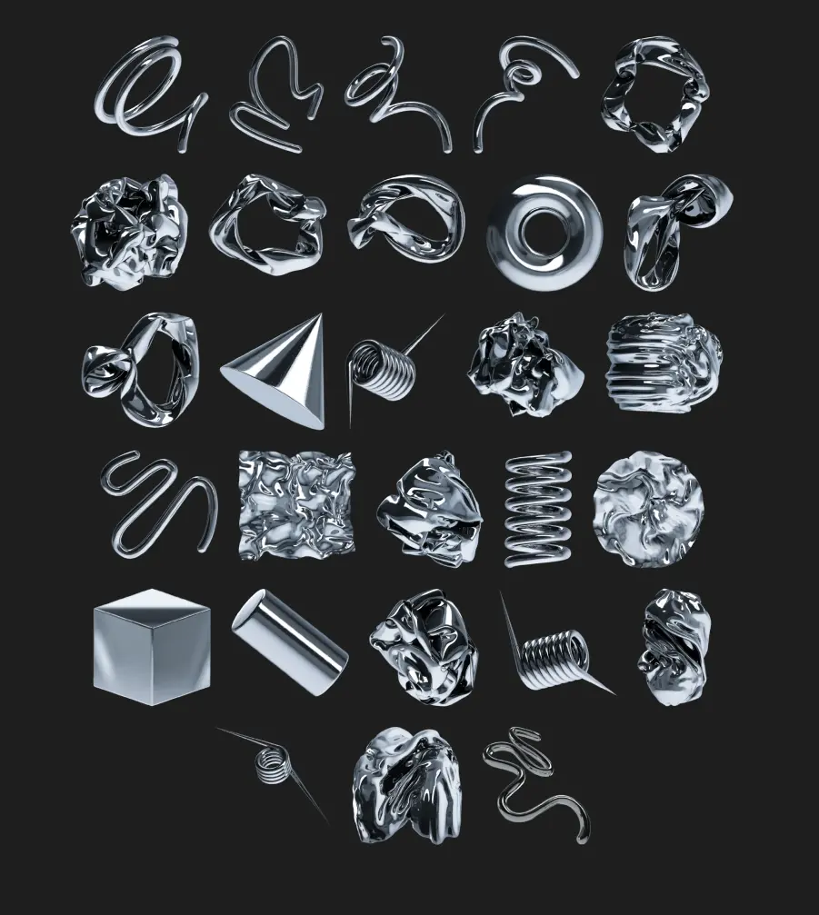 Download Free Abstract 3D Metallic Shapes Collection Figma - Free Figma