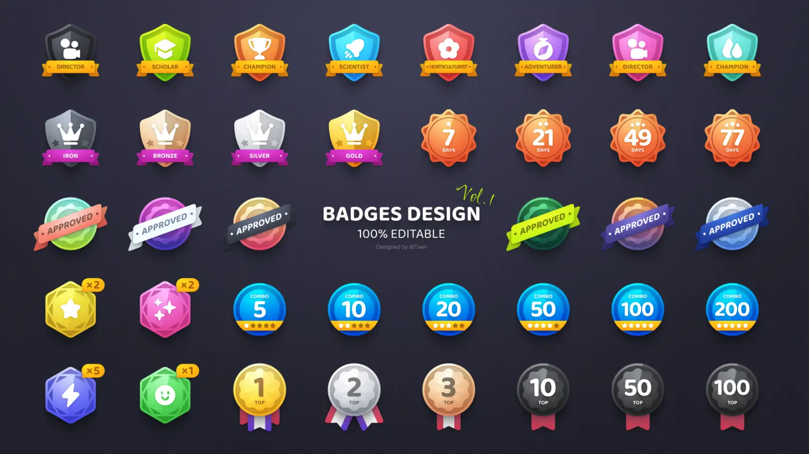 Download Free 100% Editable Colorful Badge Set - Free Figma