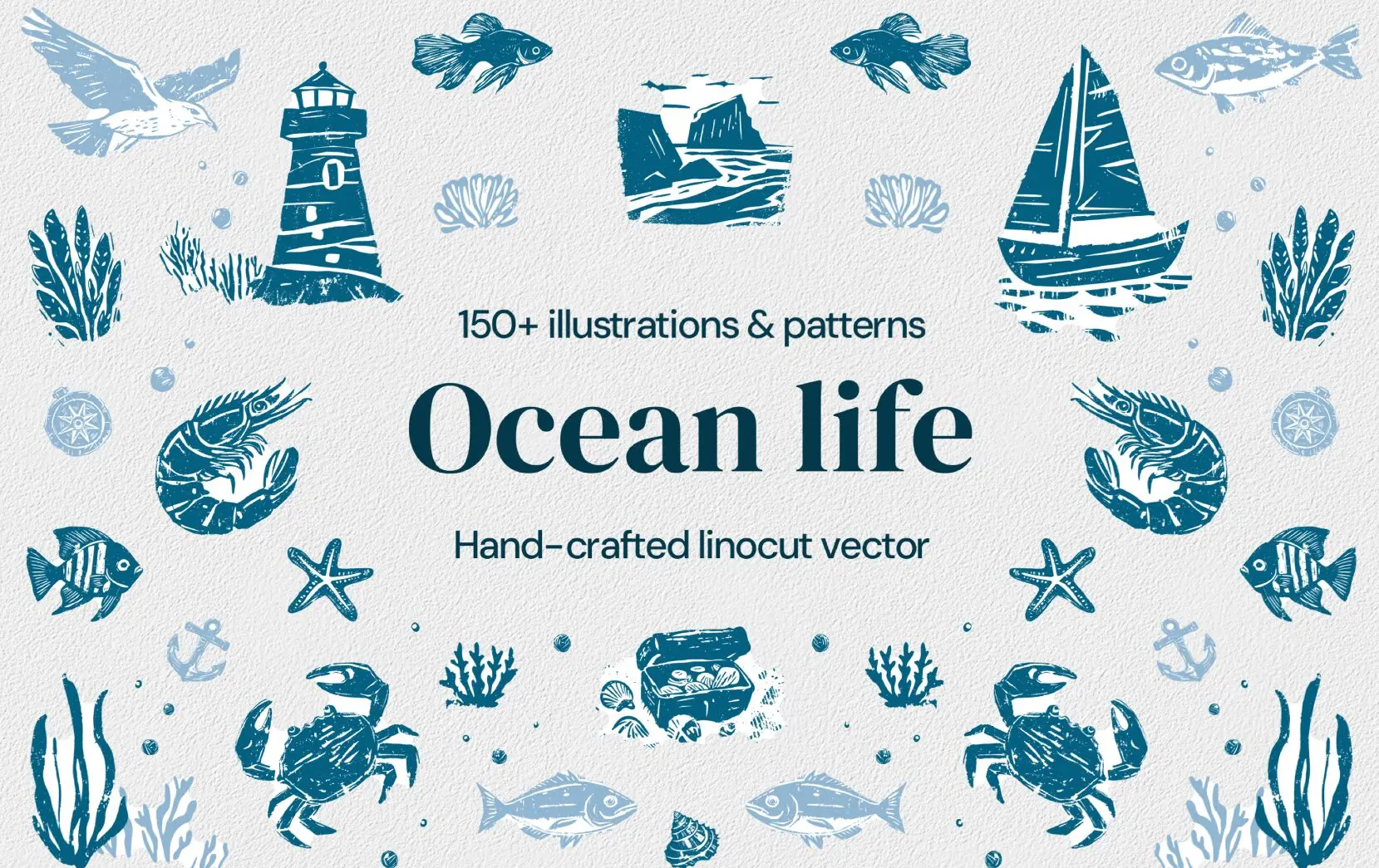 Download 150+ Free Linocut Sea Illustrations + Patterns