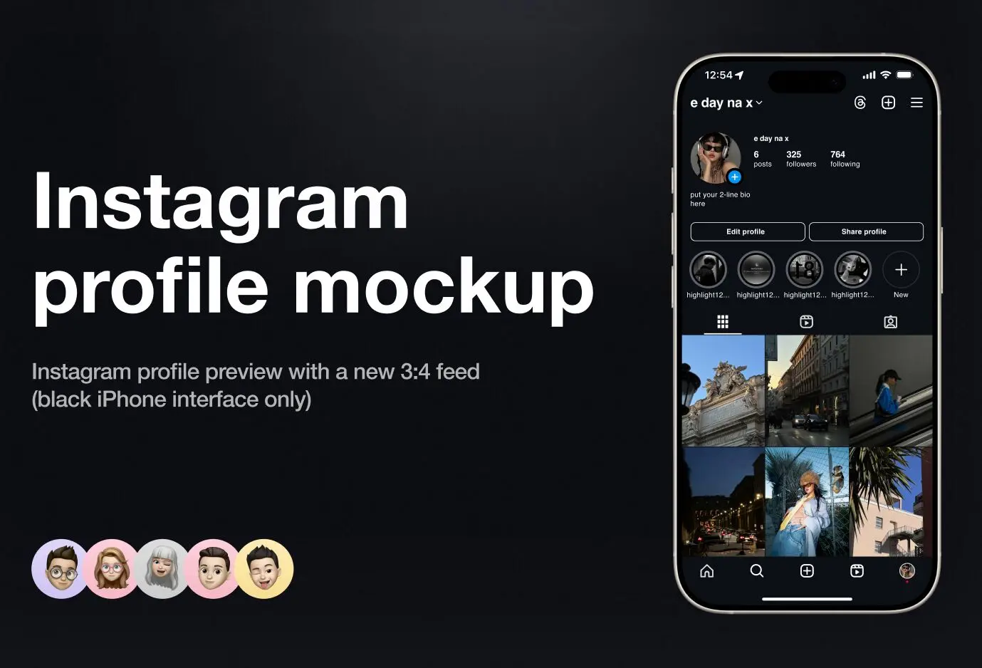 Download Free Instagram Profile Template (Dark Mode) in Figma