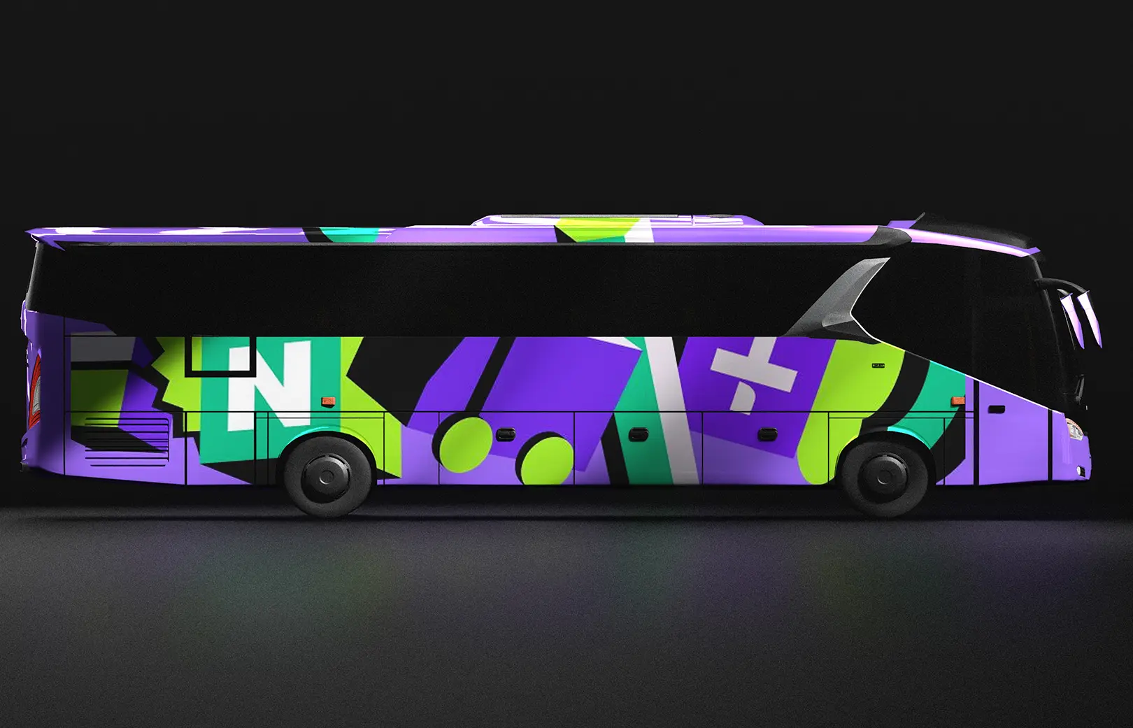 Download Free Realistic Side View Bus Mockup for Photoshop