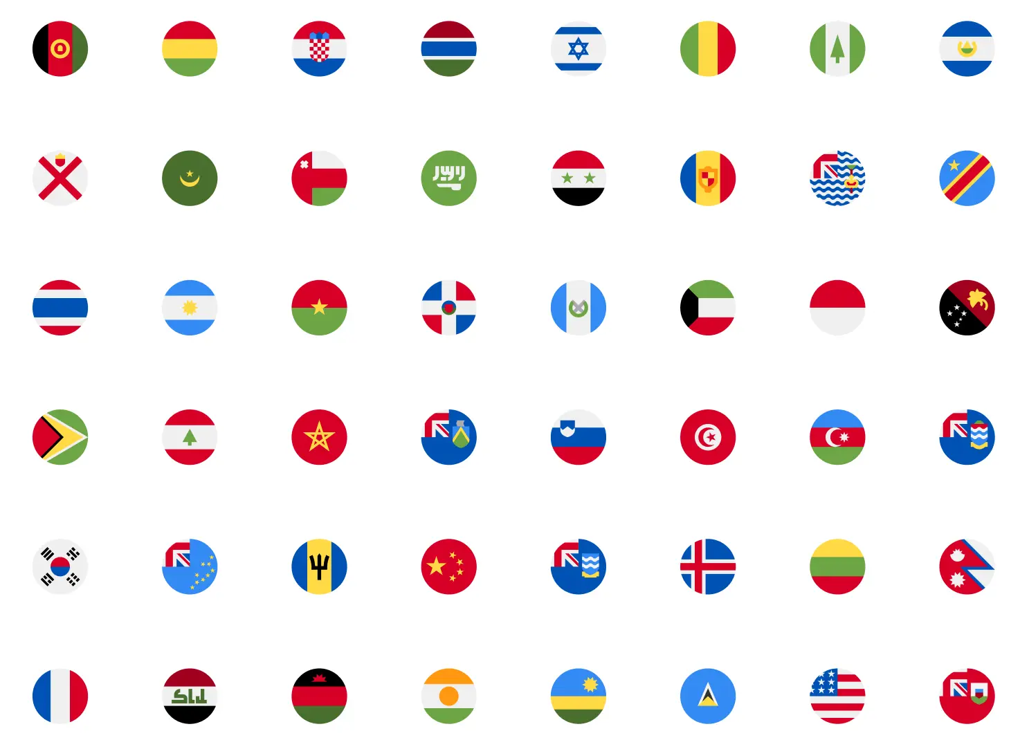 Download Free Country Flag Icons in Round and Rectangular Styles