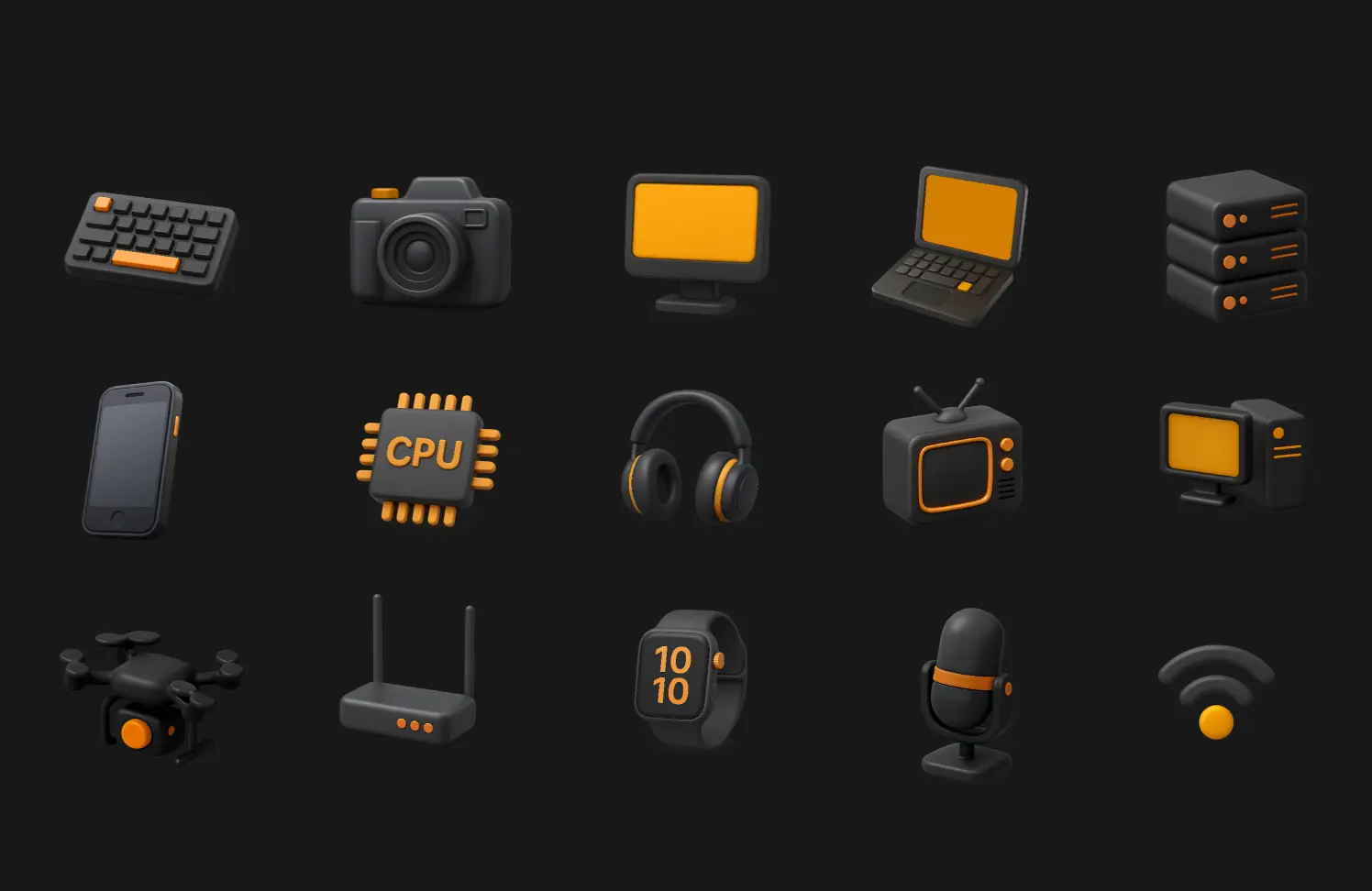 Download Free 15 Free Tech Icons in 3D Style